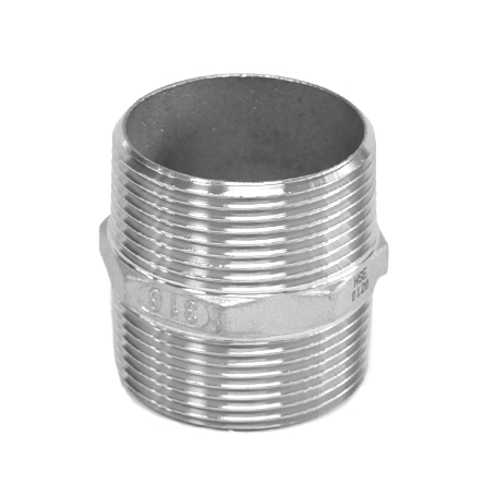 RVS 316 Dubbele Nippel (2x Buitendraad) - RVS Hulpstukken - Engeldot Te